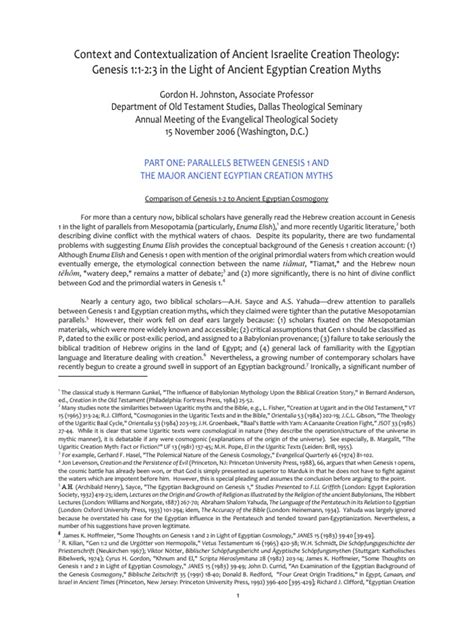 Context And Contextualization Of Ancient Pdf Genesis Creation Narrative Creator Deity