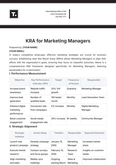 Free KRA Key Result Areas Templates To Edit Online
