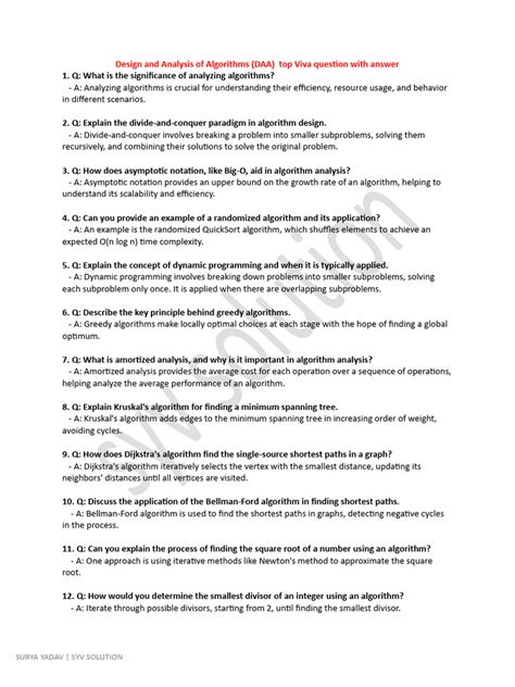 Daa Top Viva Question With Answer Pdf Dynamic Programming Computer Programming