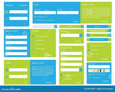 web form with flat design stock vector illustration of blue 33932398