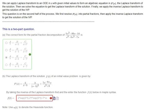 Solved I Require The Worked Solution For Just Question Part