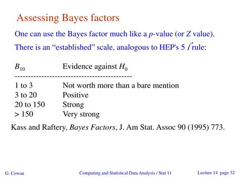 Ppt Computing And Statistical Data Analysis Stat 11 Nuisance Parameters Bayes Factors