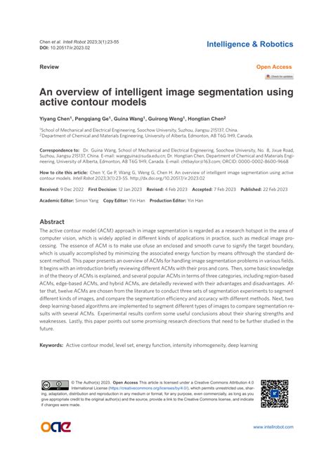 pdf an overview of intelligent image segmentation using active