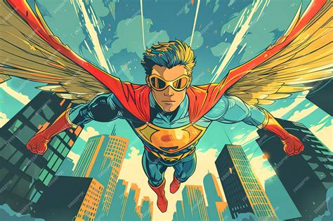 만화 슈퍼히어로 일러스트레이션 Ai 생성 이미지