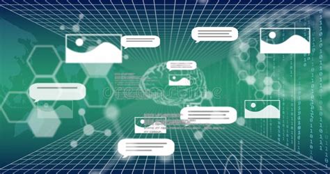 Image Of Ai Text And Icon Data Processing Over Brain Stock