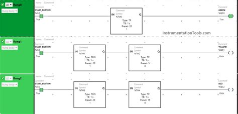 traffic lights ladder diagram using timers