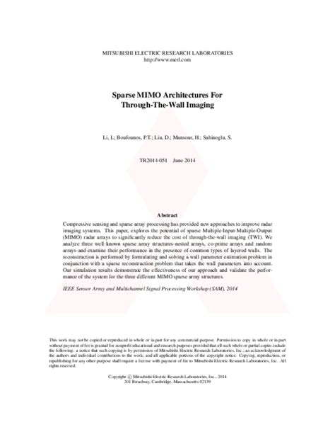 Pdf Sparse Mimo Architectures For Through The Wall Imaging