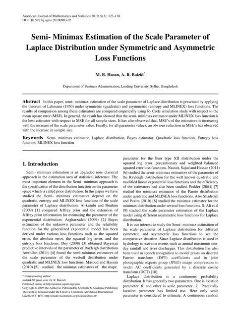 Pdf Semi Minimax Estimation Of The Scale Parameter Of Laplace