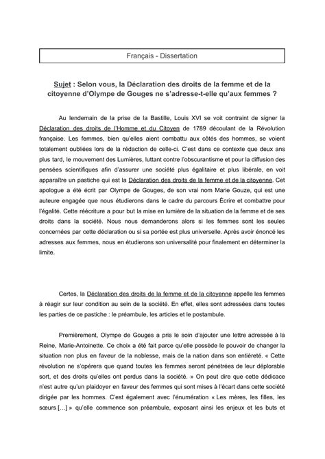 Dissertation Ddfc Olympe De Gouges