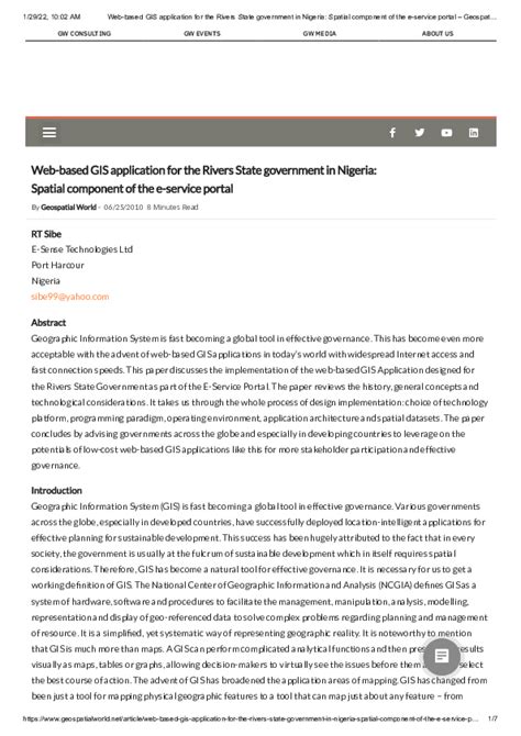 Pdf Web Based Gis Application For The Rivers State Government