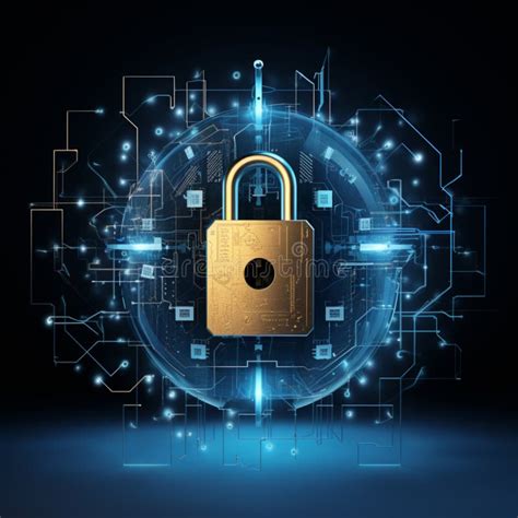 Technology For Cybersecurity Concept With Lock And Key Safety By Generative Ai Stock