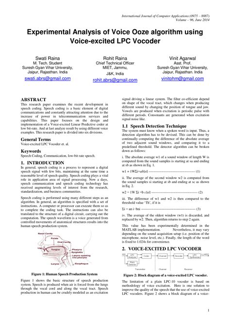 Pdf Experimental Analysis Of Voice Ooze Algorithm Using Voice Excited