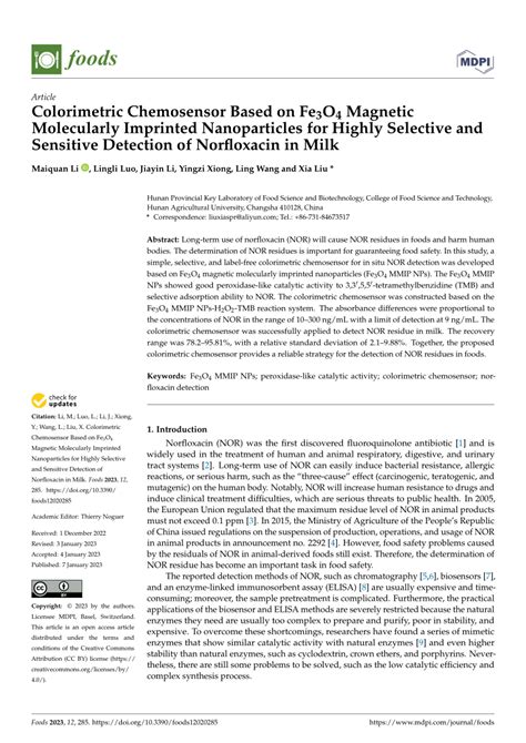 Pdf Colorimetric Chemosensor Based On Fe3o4 Magnetic Molecularly