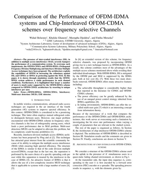 Pdf Comparison Of The Performance Of Ofdm Idma Systems And Chip Interleaved Ofdm Cdma Schemes