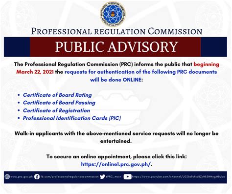 For Your Guidance Authentication Services Of Prc Is Now Thru Online Appointment The Teacher