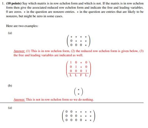 Solved 1 10 Points Say Which Matrix Is In Row Echelon Chegg Com