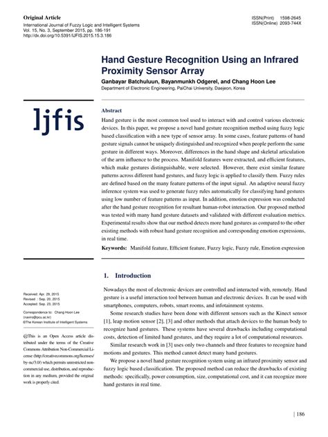 Pdf Hand Gesture Recognition Using An Infrared Proximity Sensor Array