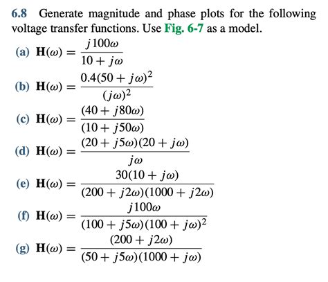 Solved 6 8 Generate Magnitude And Phase Plots For The Chegg Com