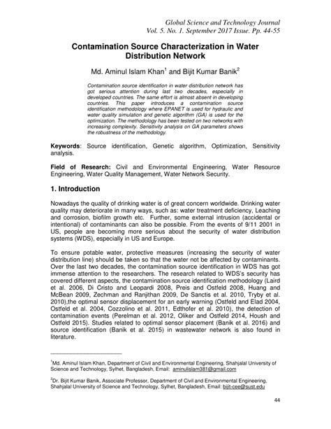 Pdf Contamination Source Characterization In Water Distribution Network