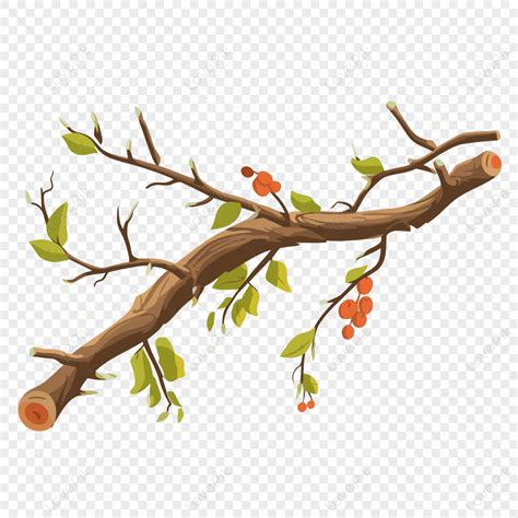 흰색 배경 벡터 일러스트 만화에 딸기와 뿌리가 있는 나뭇가지 클립 아트 분기 육상 식물 미술 Png 일러스트 무료 다운로드 Lovepik