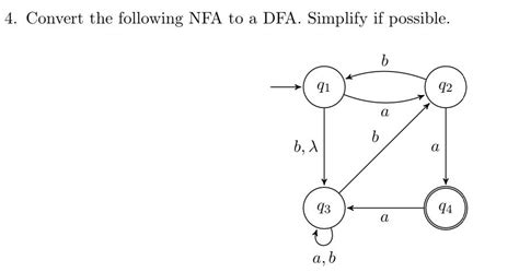 solved 4 convert the following nfa to a dfa simplify if