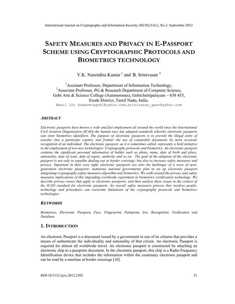 safety measures and privacy in e passport scheme using cryptographic