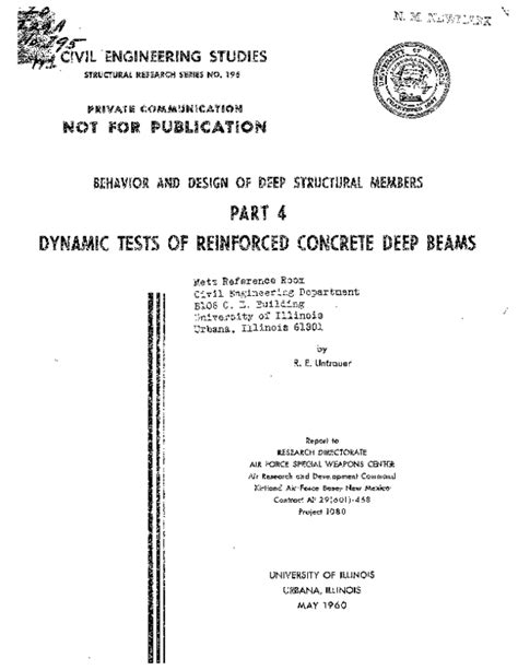 Pdf Behavior And Design Of Deep Structural Members Part 4 Dynamic Tests Of Reinforced