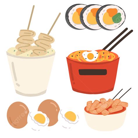 Korean Junk Food Ttopoki Ramen Egg Kimbab And Odeng Sticker Sticker Koreanfood Kimbab Png And