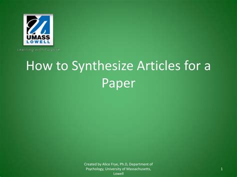 PPT How To Synthesize Articles For A Paper PowerPoint Presentation