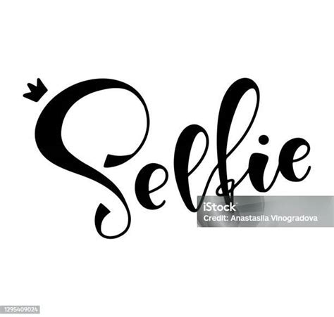 셀카 흰색 배경에 크라운 격리 된 검은 글자 벡터 일러스트레이션 포스터 사진 오버레이 인사말 카드 티셔츠 인쇄 및 소셜 미디어를위한 재미있는 텍스트 T 셔츠에 대한 스톡