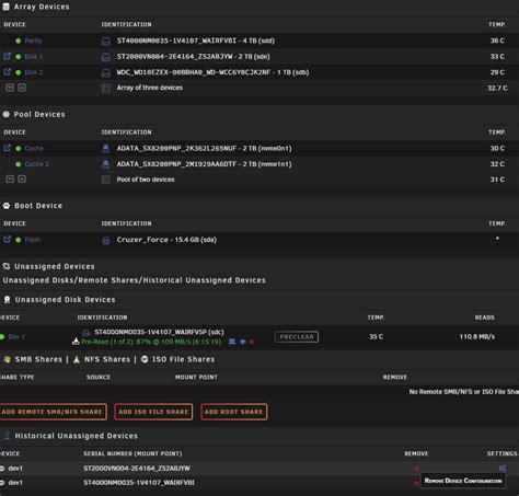 unassigned devices managing disk drives and remote shares outside of