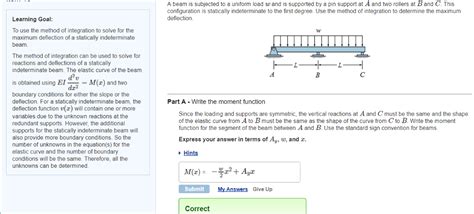 Solved A Beam Is Subjected To A Uniform Load W And Is Chegg Com