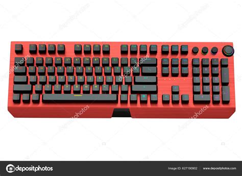 red computer keyboard rgb colors isolated white background rendering
