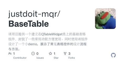Github Justdoit Mqr Basetable 该项目提供一个建立在qtablewidget类上的基础表格组件，封装了一些