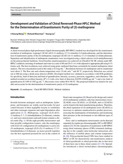 development and validation of chiral reversed phase hplc method for the