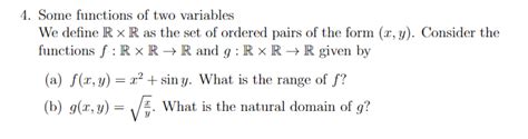 Solved Some Functions Of Two Variables We Define RR As Chegg