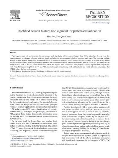 Rectified Nearest Feature Line Segment For Pattern Classification