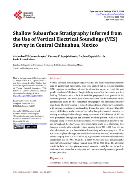 Pdf Shallow Subsurface Stratigraphy Inferred From The Use Of Vertical Electrical Soundings