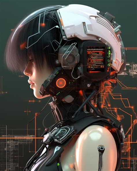 Premium Photo A Woman Wearing A Robot Helmet