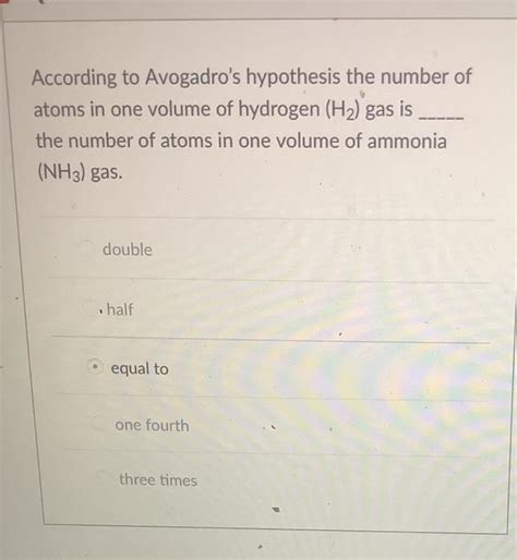 Solved According To Avogadro S Hypothesis The Number Of Chegg Com