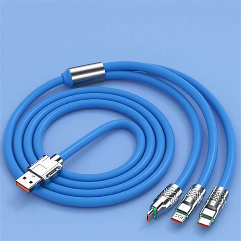Cáp Sạc Nhanh 120w Cá Mập Bọc Thép 3 Đầu Type C Micro Dây Silicon Dài