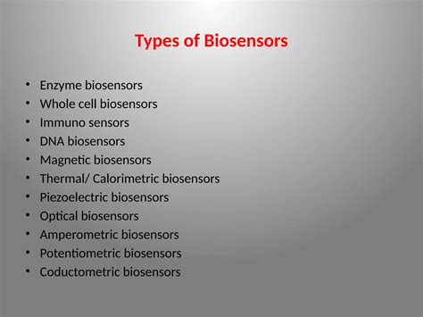 Biosensors Components Types And Applicationspptx