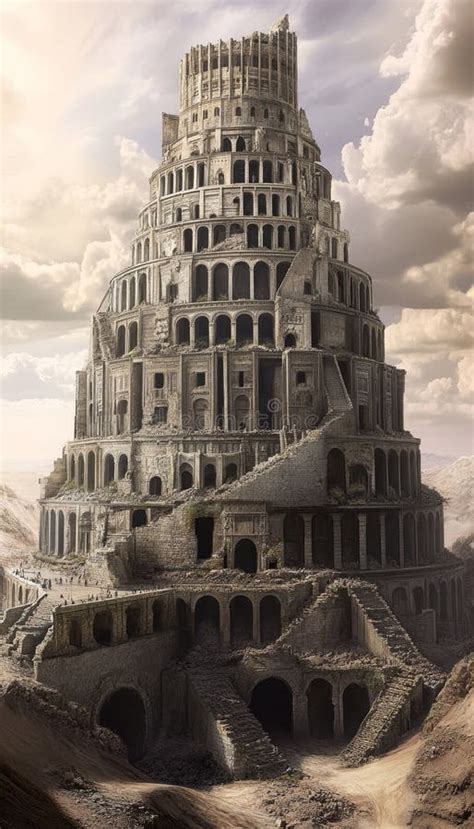 Stunning Illustration Of The Tower Of Babel Showcasing Majestic