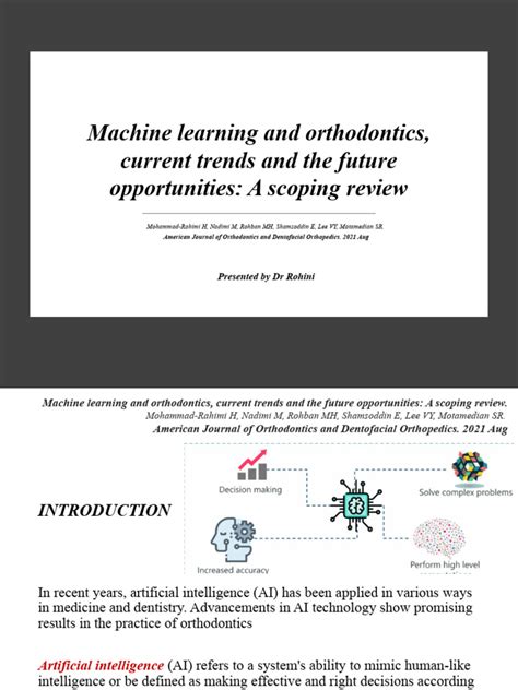 Machine Learning And Orthodontics Current Trends And The Future