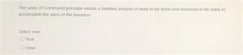 Solved The Unity Of Command Principle Entails A Detailed