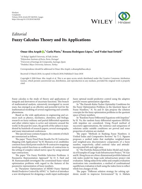 Pdf Fuzzy Calculus Theory And Its Applications