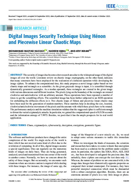 Pdf Digital Images Security Technique Using Hénon And Piecewise Linear Chaotic Maps