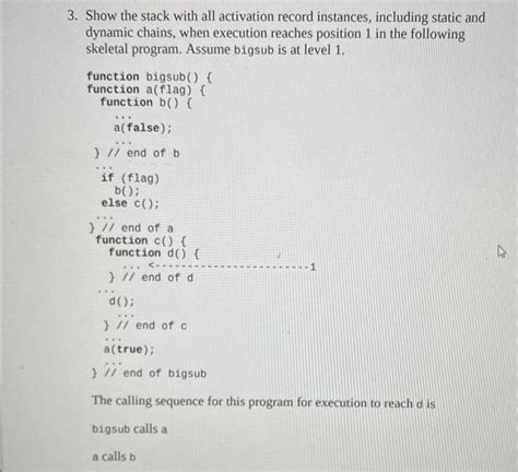 3 Show The Stack With All Activation Record