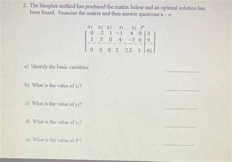 Solved Finite Math Course On Simplex Method I Need To Know
