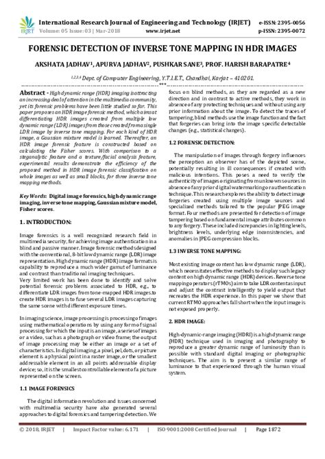 pdf forensic detection of inverse tone mapping in hdr images